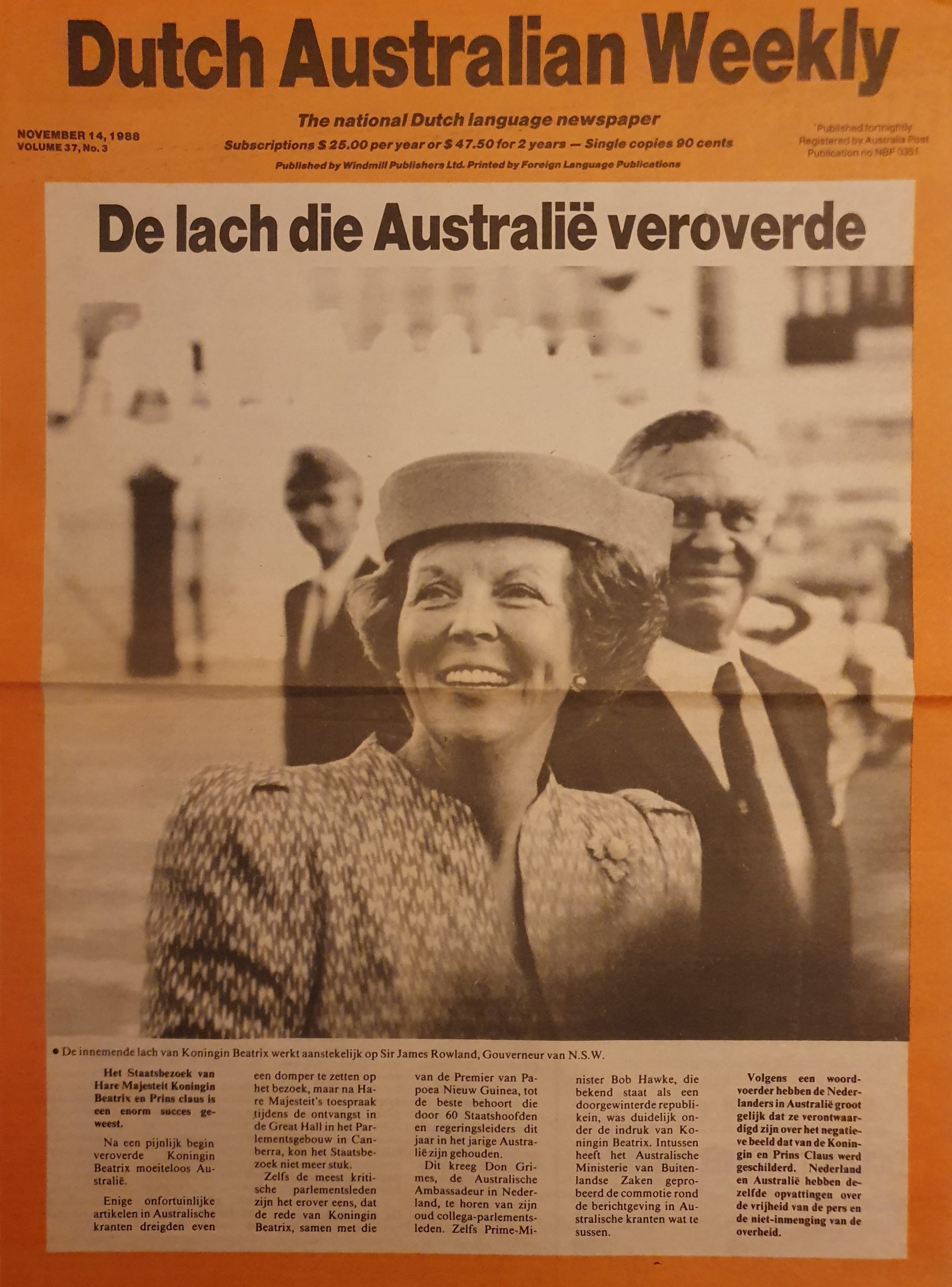 Royal Visit Queen Beatrix and Prince Claus - 1988 - Dutch Australia ...