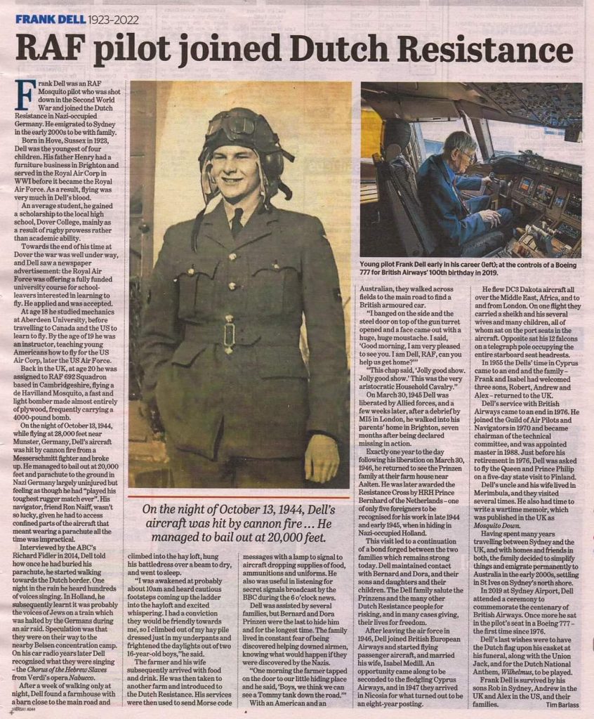 British pilot in Dutch WWII resistance dies in Sydney - Dutch Australia ...