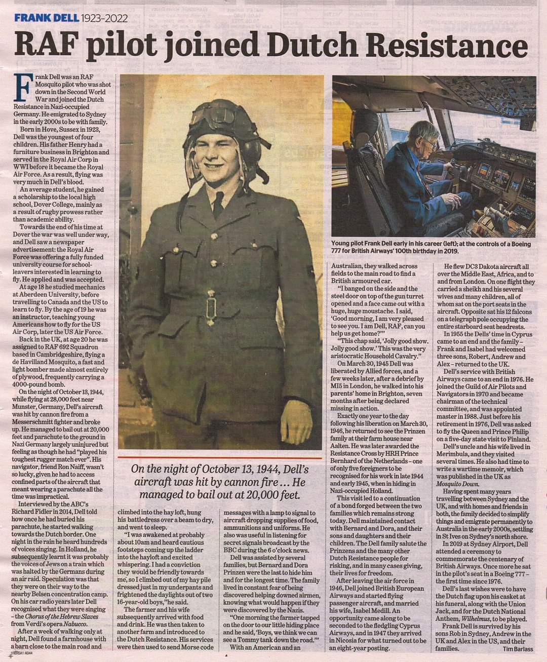 British pilot in Dutch WWII resistance dies in Sydney - Dutch Australia ...