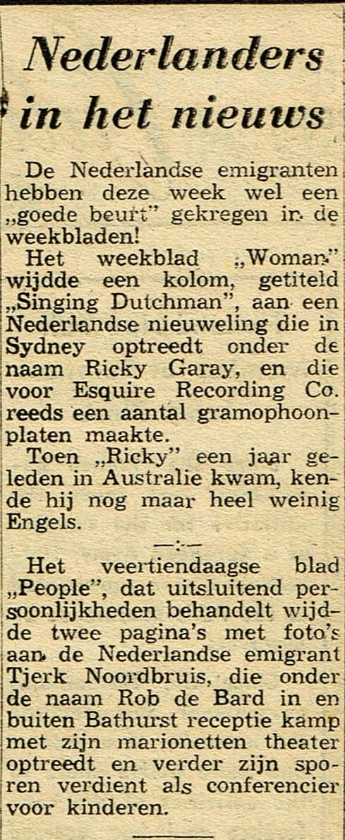 Dutch Australian Weekly - newspaper clippings 1950s - Dutch Australia ...