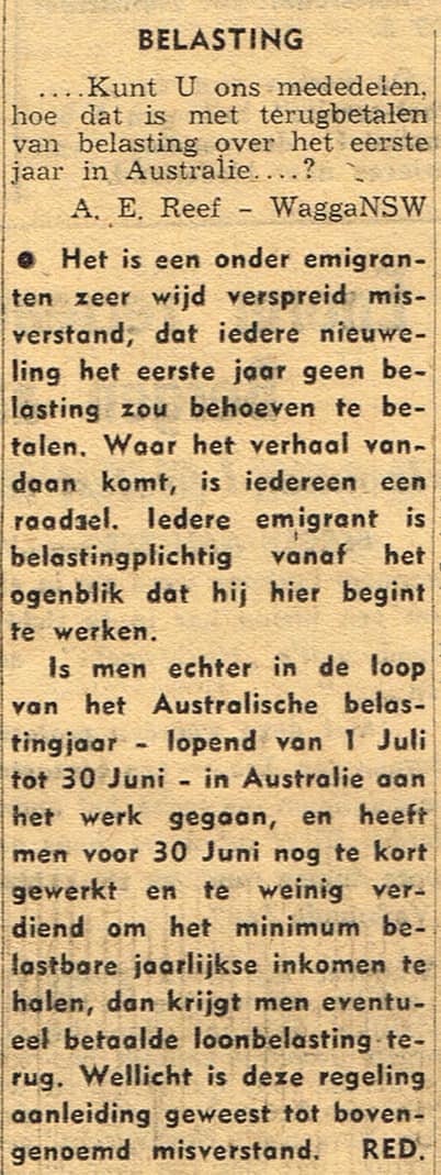 Dutch Australian Weekly - newspaper clippings 1950s - Dutch Australia ...