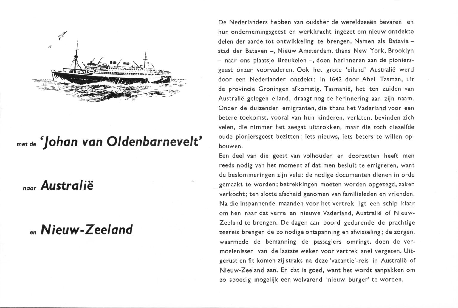 Dutch immigrant ship Johan van Oldenbarnevelt - Dutch Australia ...