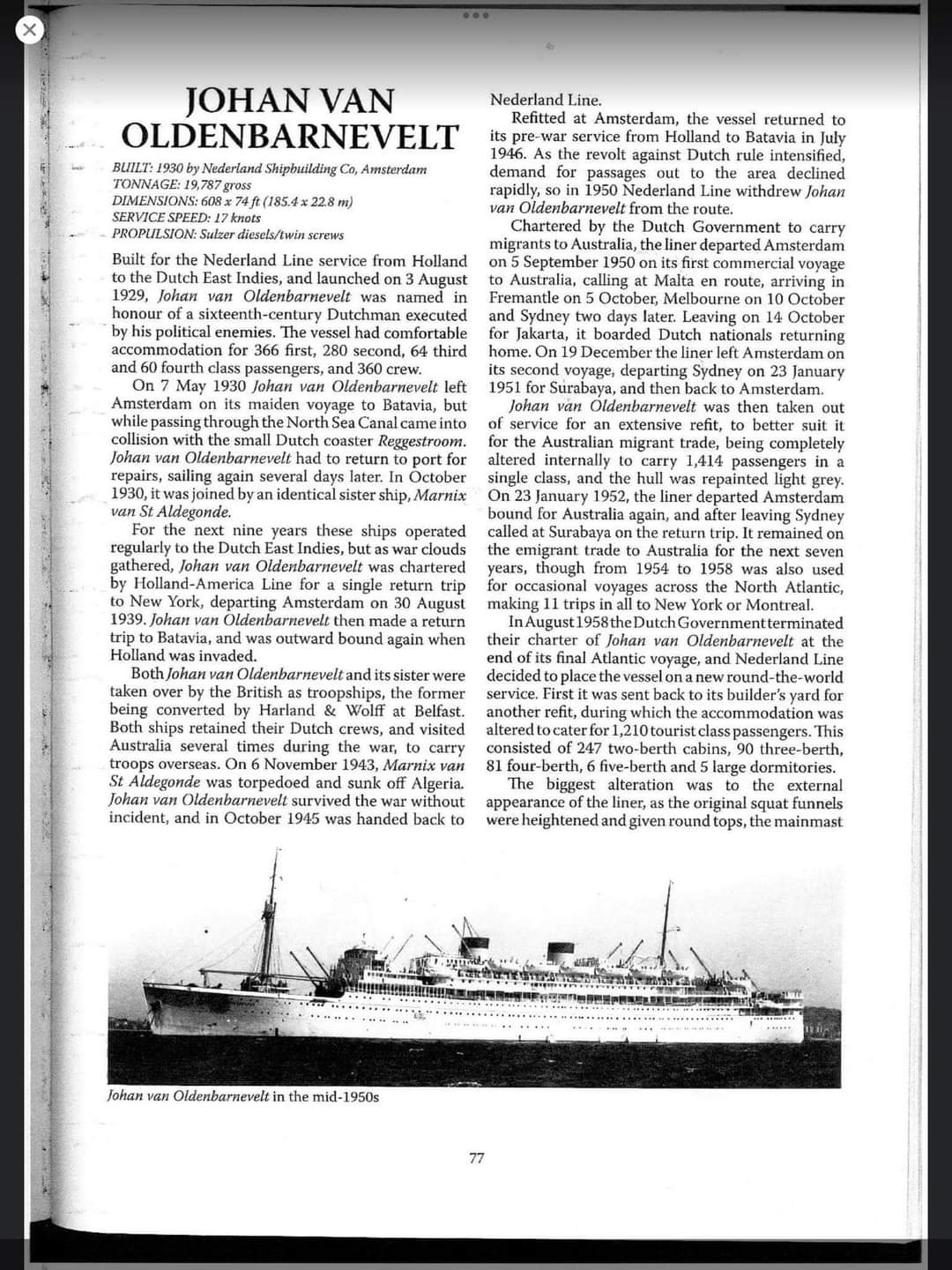 Dutch immigrant ship Johan van Oldenbarnevelt - New: Bekrompenheid in ...