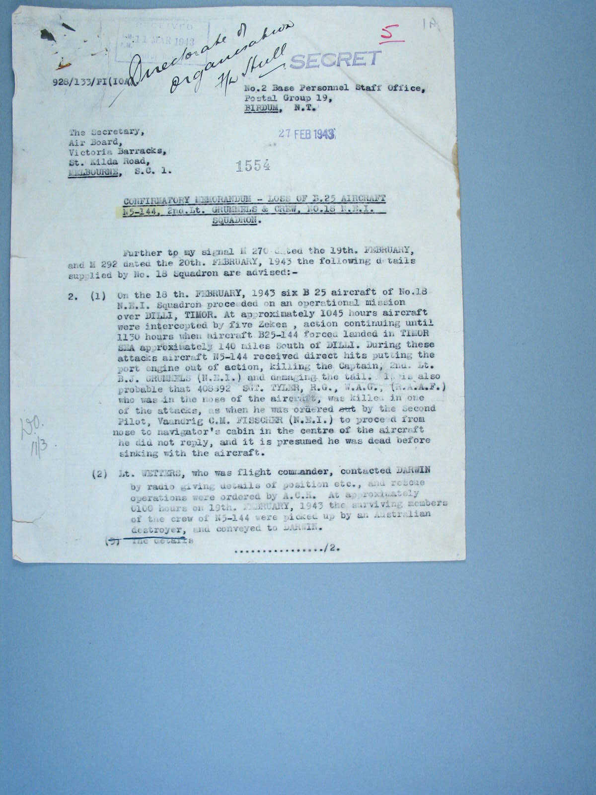 RAAF Members on Netherlands East Indies Aircraft + Archival documents ...
