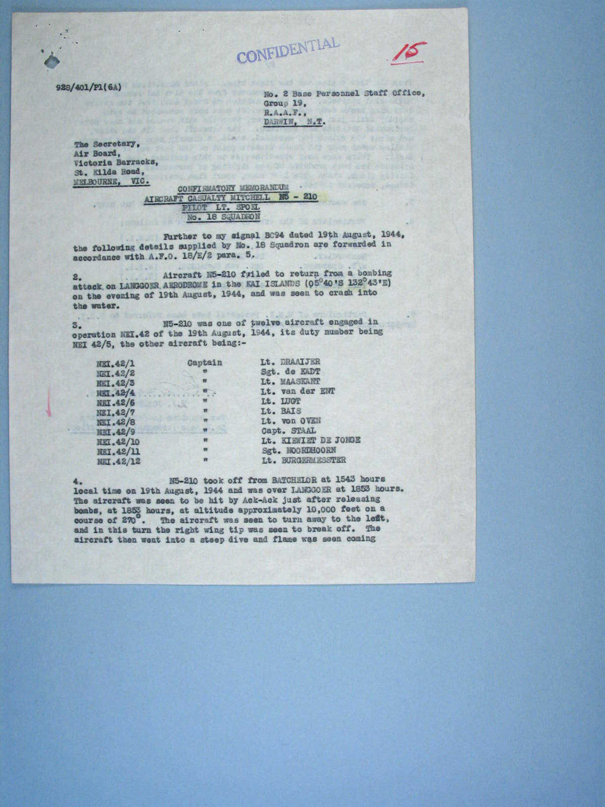 RAAF Members on Netherlands East Indies Aircraft + Archival documents ...